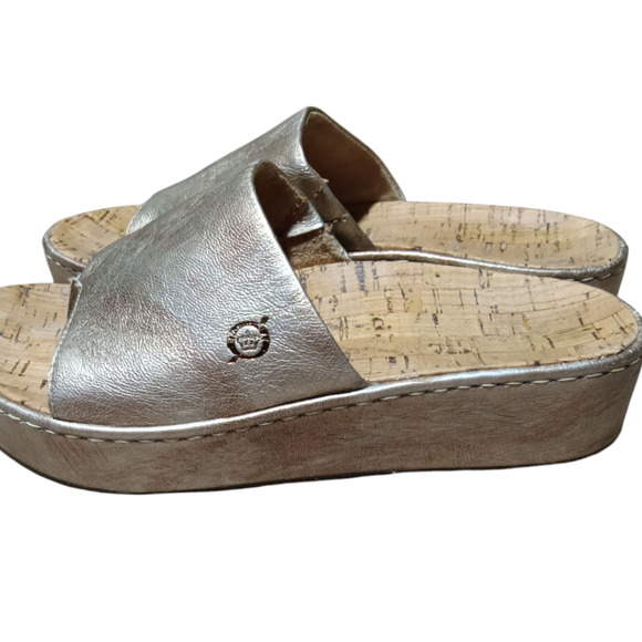 Born | Shoes | Born Sharr Light Gold Panna Cotta Leather And Cork ...